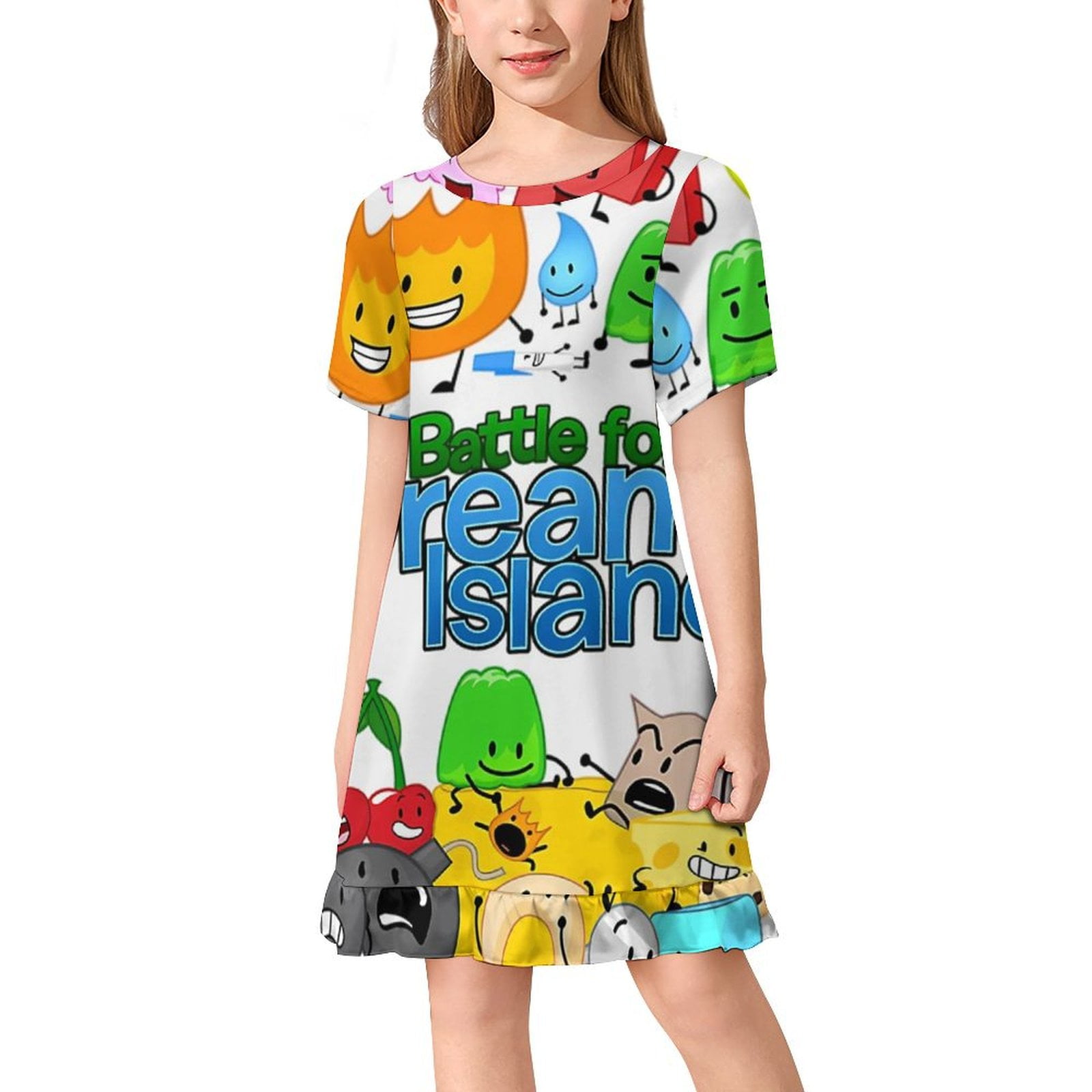 BFDI Battle For Dream Island Children's Short Sleeved Dress 3D Printed ...