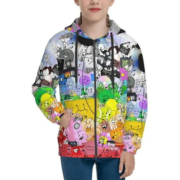 BFDI Teen Zip Hoodie, Soft Full Zip Jacket with Hood Unisex for ...
