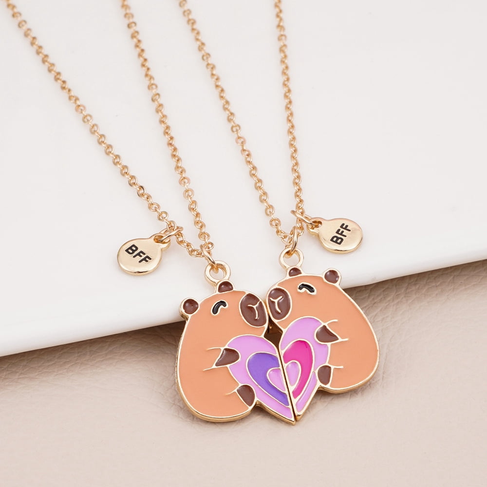 BFF Capybara Split Heart Matching Necklaces for Best Friends-C62 ...