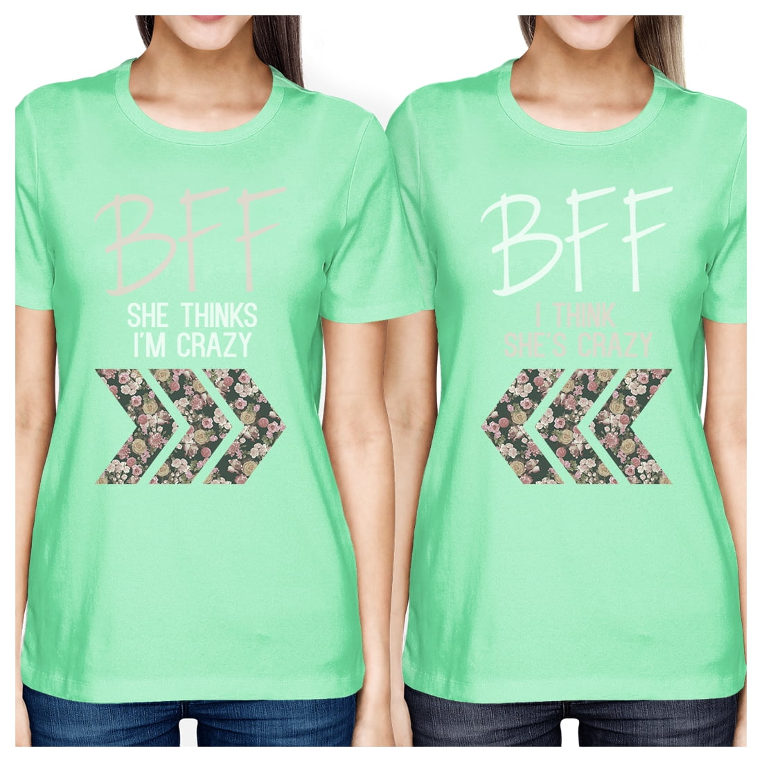 BFF Floral Crazy BFF Matching Shirts Womens Mint Short Sleeve Tee ...