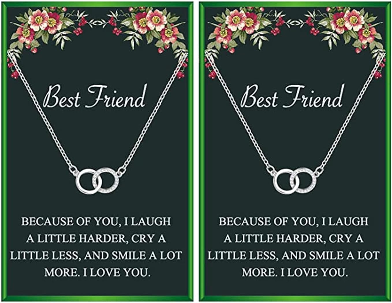 BFF Necklace for 2 Friendship Necklaces for Women Interlocking Circle ...