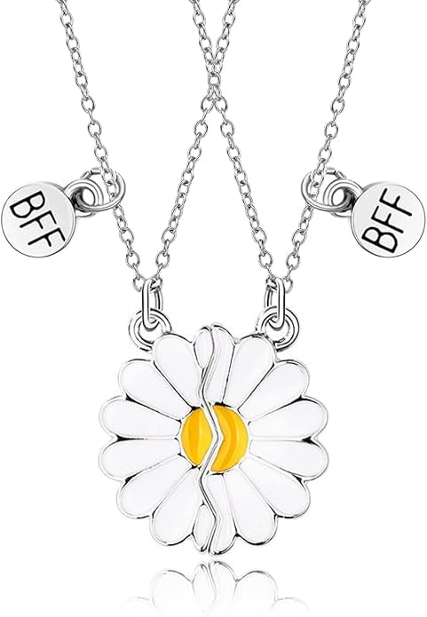BFF Necklace for 2-Daisy Best Friend Necklace Friendship Necklace Best ...