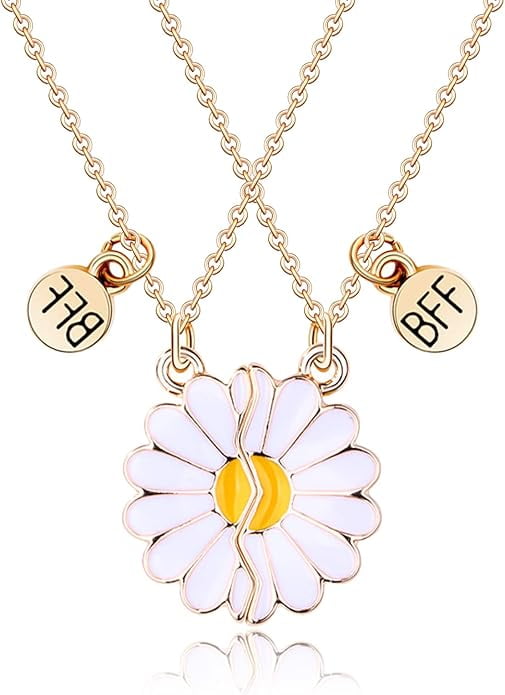BFF Necklace for 2-Daisy Best Friend Necklace Friendship Necklace Best ...
