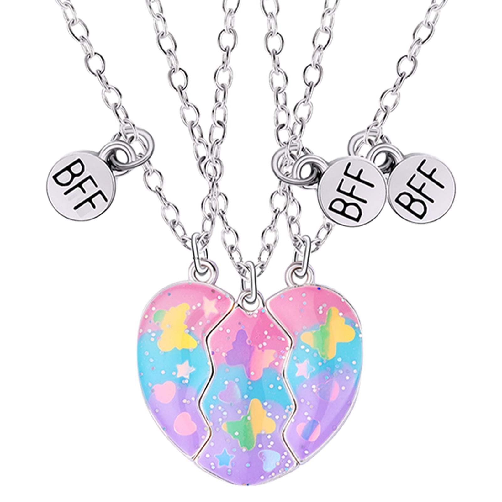 BFF Necklace for 3, BFF Magnetic Matching Heart Necklace, Best Friends ...