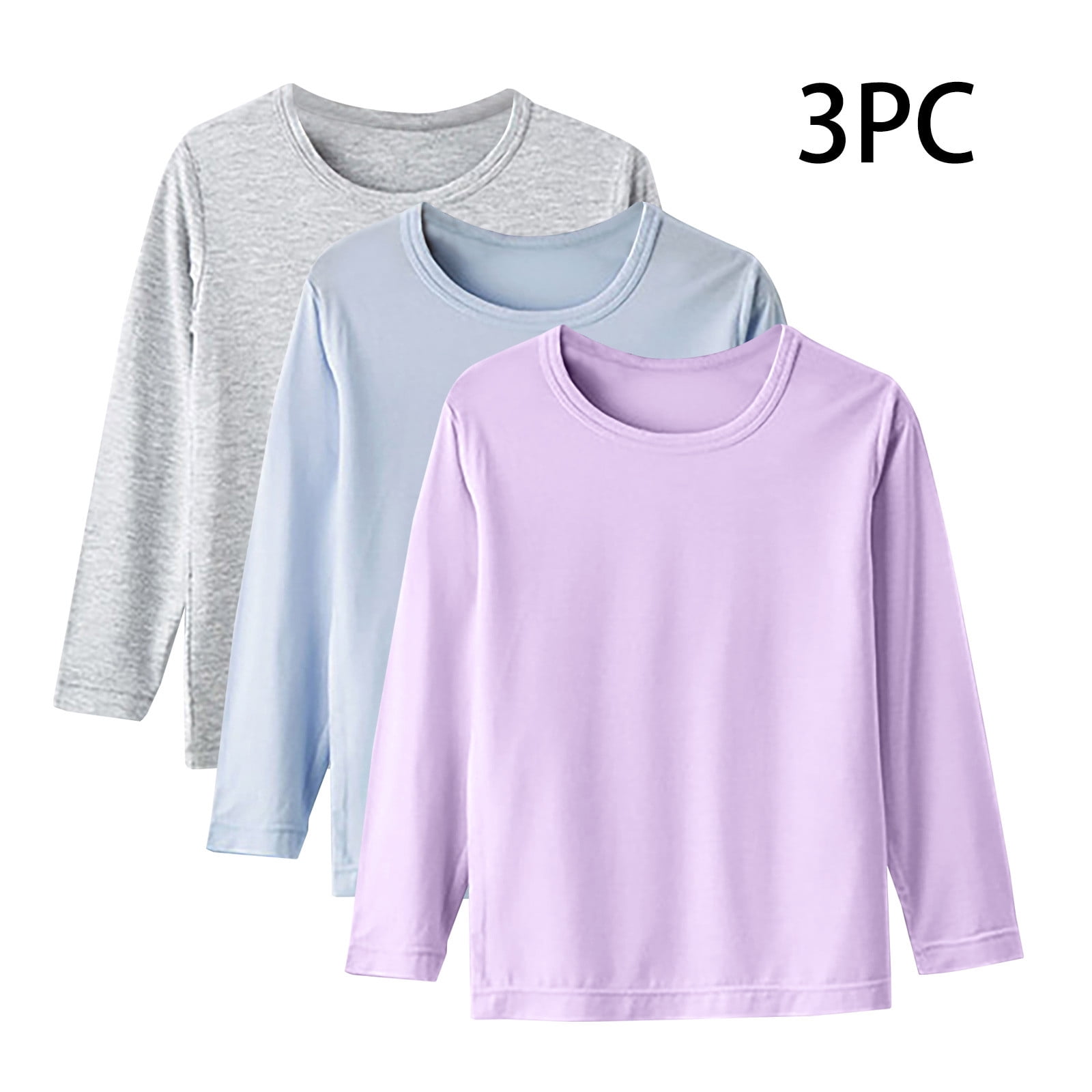 BFHHYA 3 Pack Boys Girls Modal Shirts Lightweight Basic Long Sleeve ...