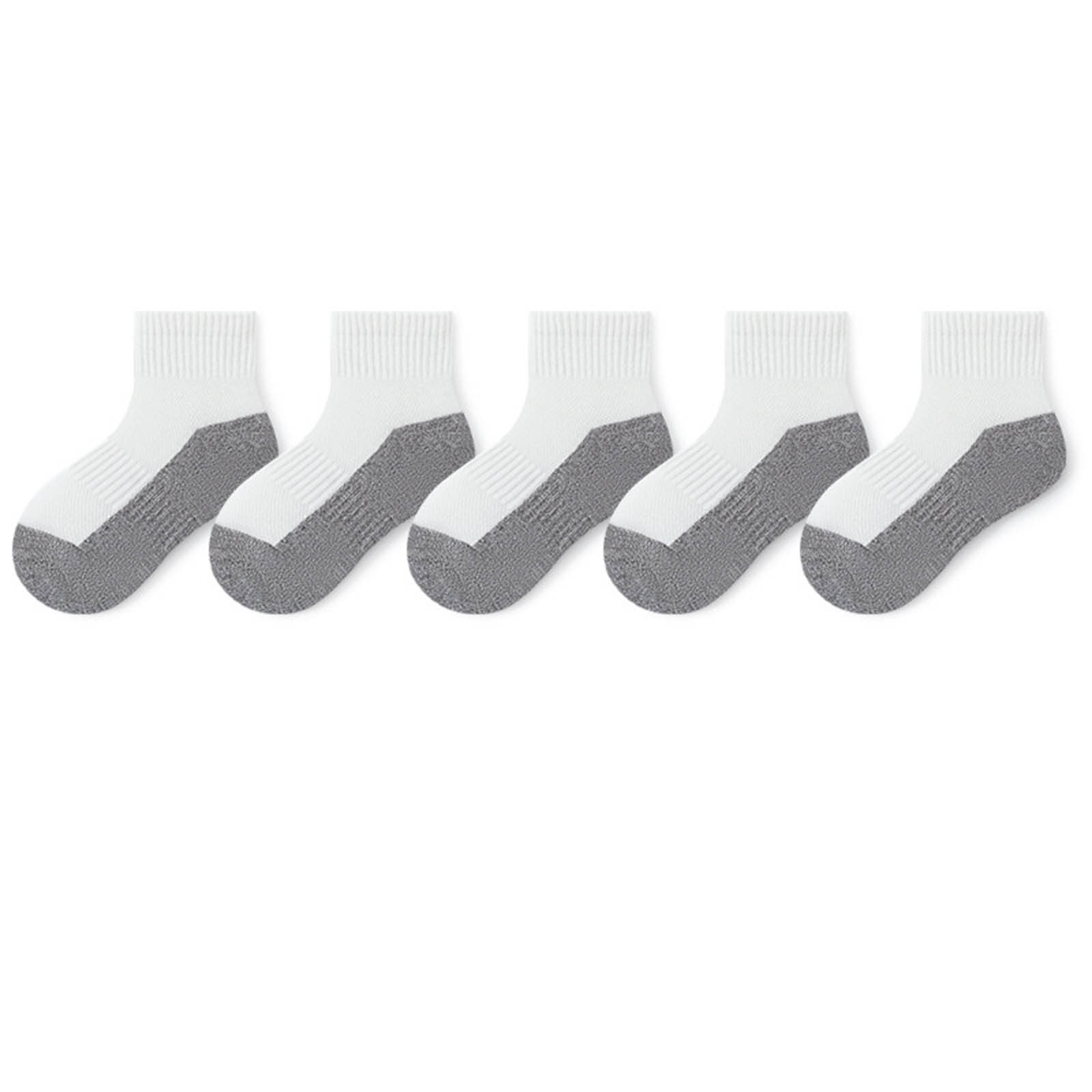 BFHHYA 5 Pack Girls Crew Socks Toddler Kids Athletic Mid Calf Socks ...