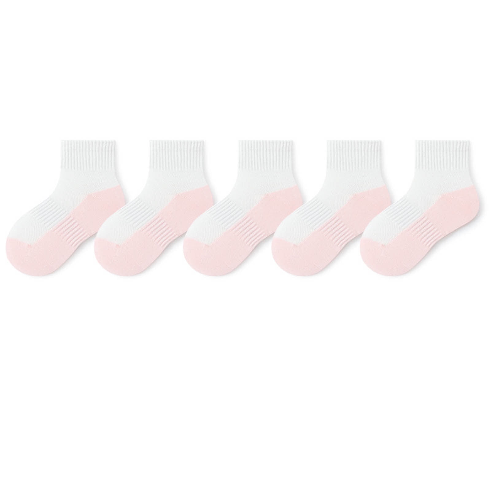 BFHHYA 5 Pack Girls Crew Socks Toddler Kids Athletic Mid Calf Socks ...