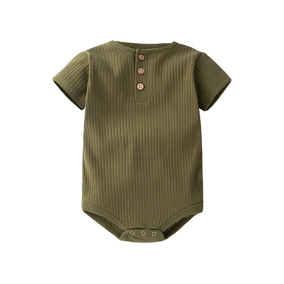BFHHYA Boys Girls Ribbed Knit Rompers Short Sleeve Button Down ...