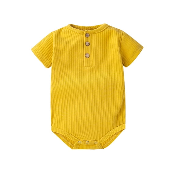 BFHHYA Boys Girls Ribbed Knit Rompers Short Sleeve Button Down ...