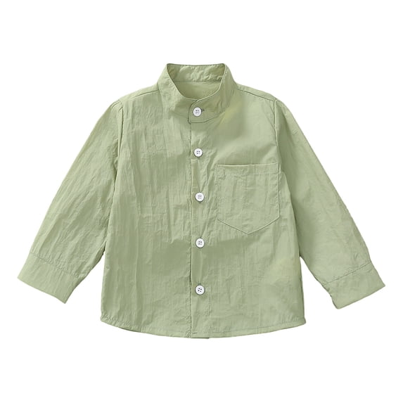 BFHHYA Boys Shirts Classic Point Collar Long Sleeve Blouse Button Down ...