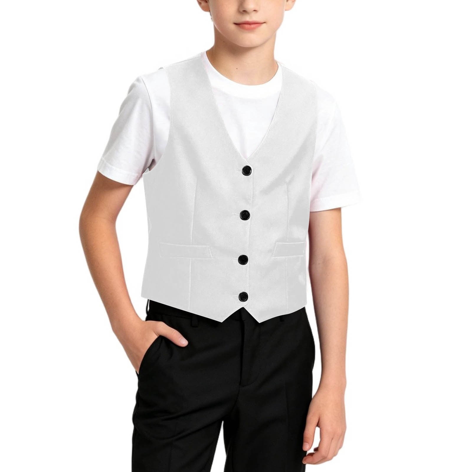 BFHHYA Boys Sleeveless Suit Vest Kids V Neck Button Down Waistcoat Silm ...
