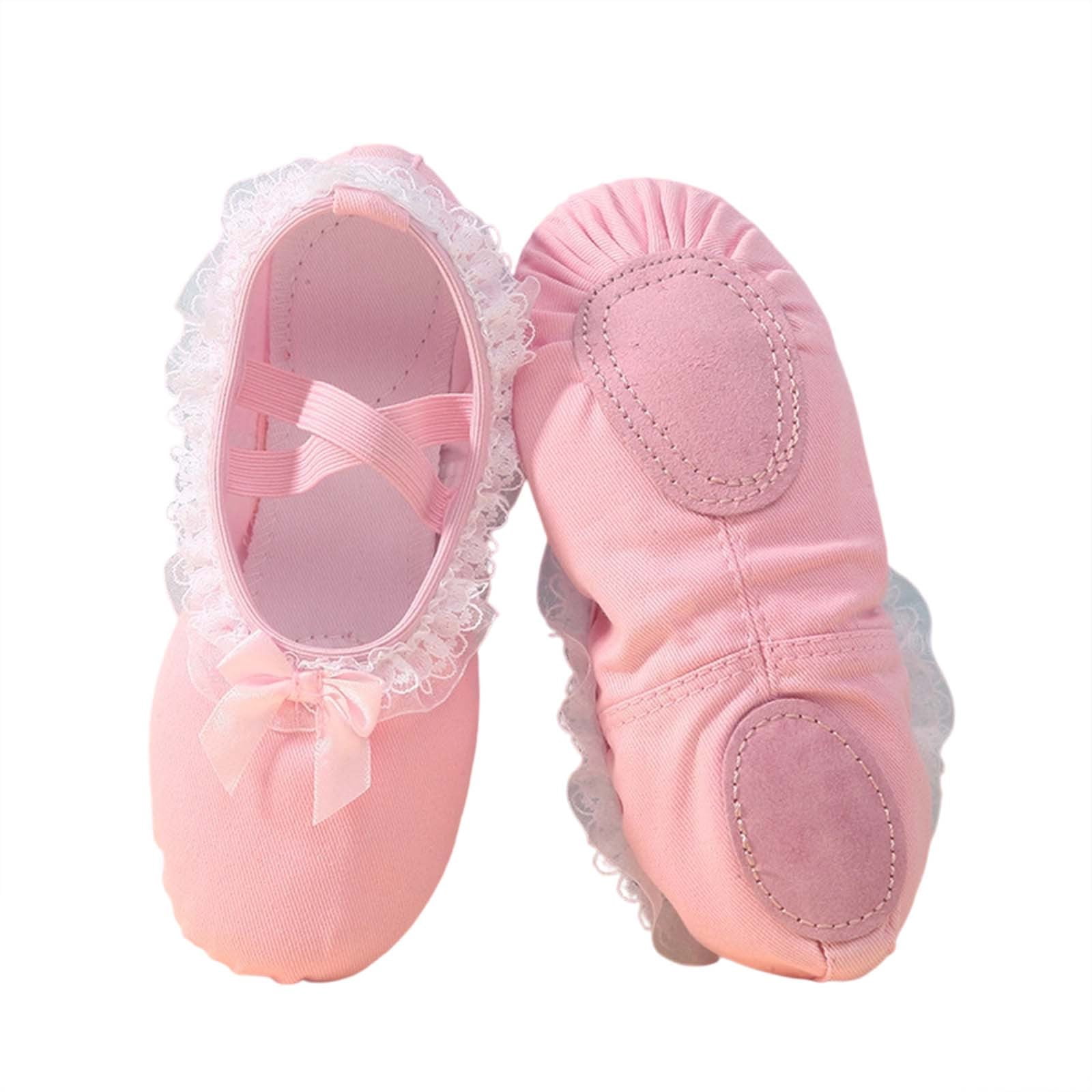 BFHHYA Girls' Canvas Ballet Shoes (Toddler/Junior/Big Kid) Soft Flat ...