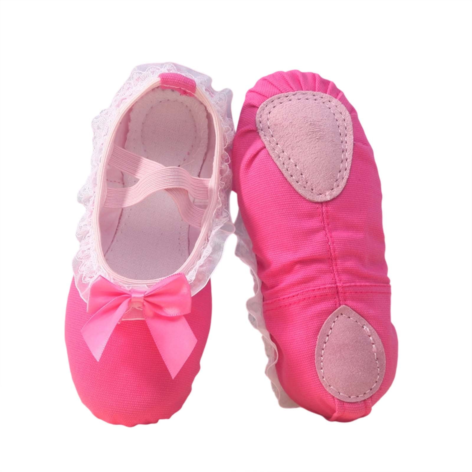 BFHHYA Girls' Canvas Ballet Shoes (Toddler/Junior/Big Kid) Soft Flat ...