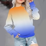 BFHHYA Girls Gradient Print Sweatshirts Kids Loose Crewneck Tops Casual ...