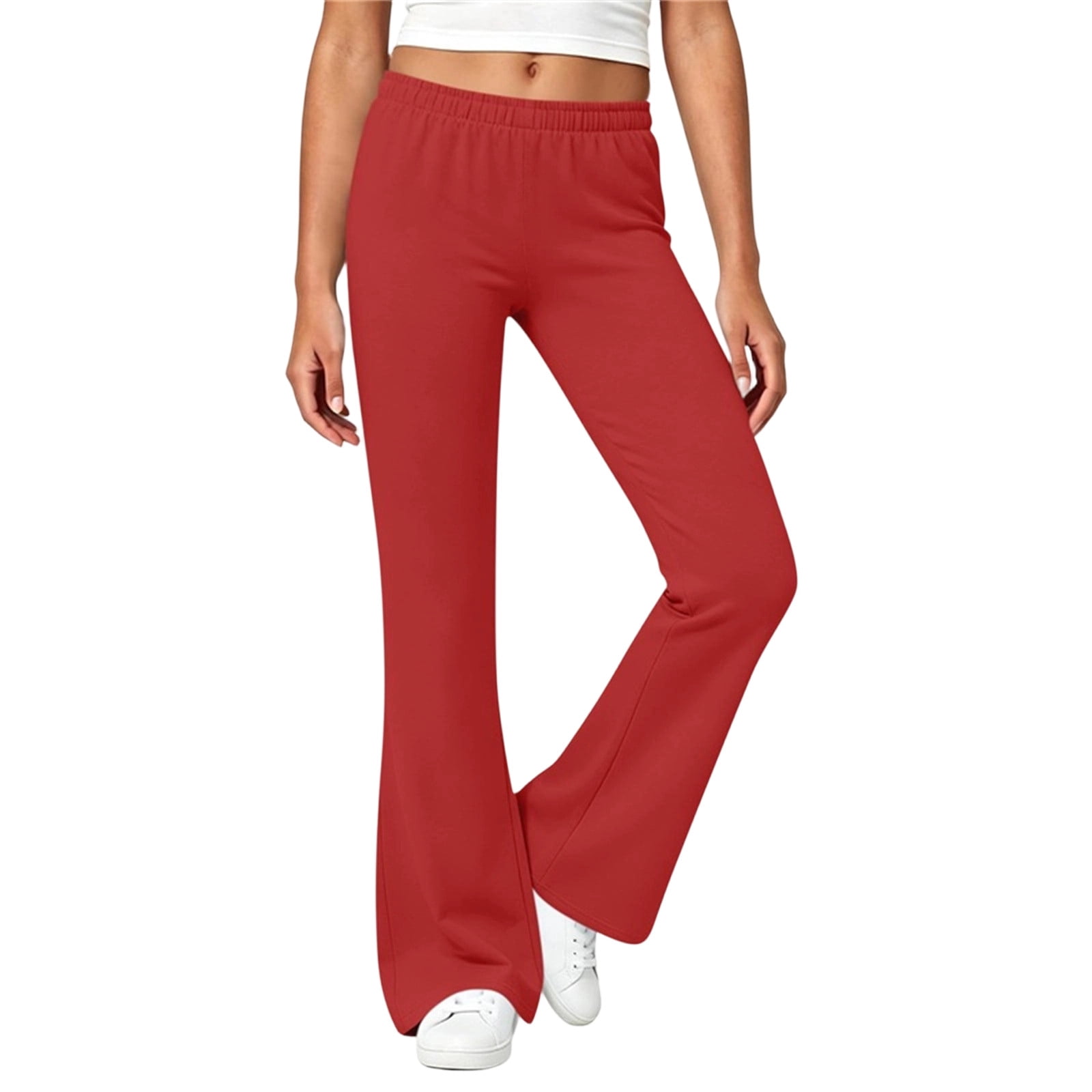 BFHHYA Girls High Waist Flare Pants Kids Straight Leg Elastic Waist ...