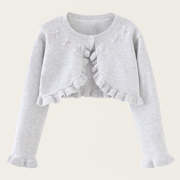 BFHHYA Girls Knit Cardigan Sweater Kids Lightweight Long Sleeve Ruffle ...