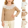 BFHHYA Girls Long Sleeve Blouses with Ruffle Collar Texture Knit Crew ...