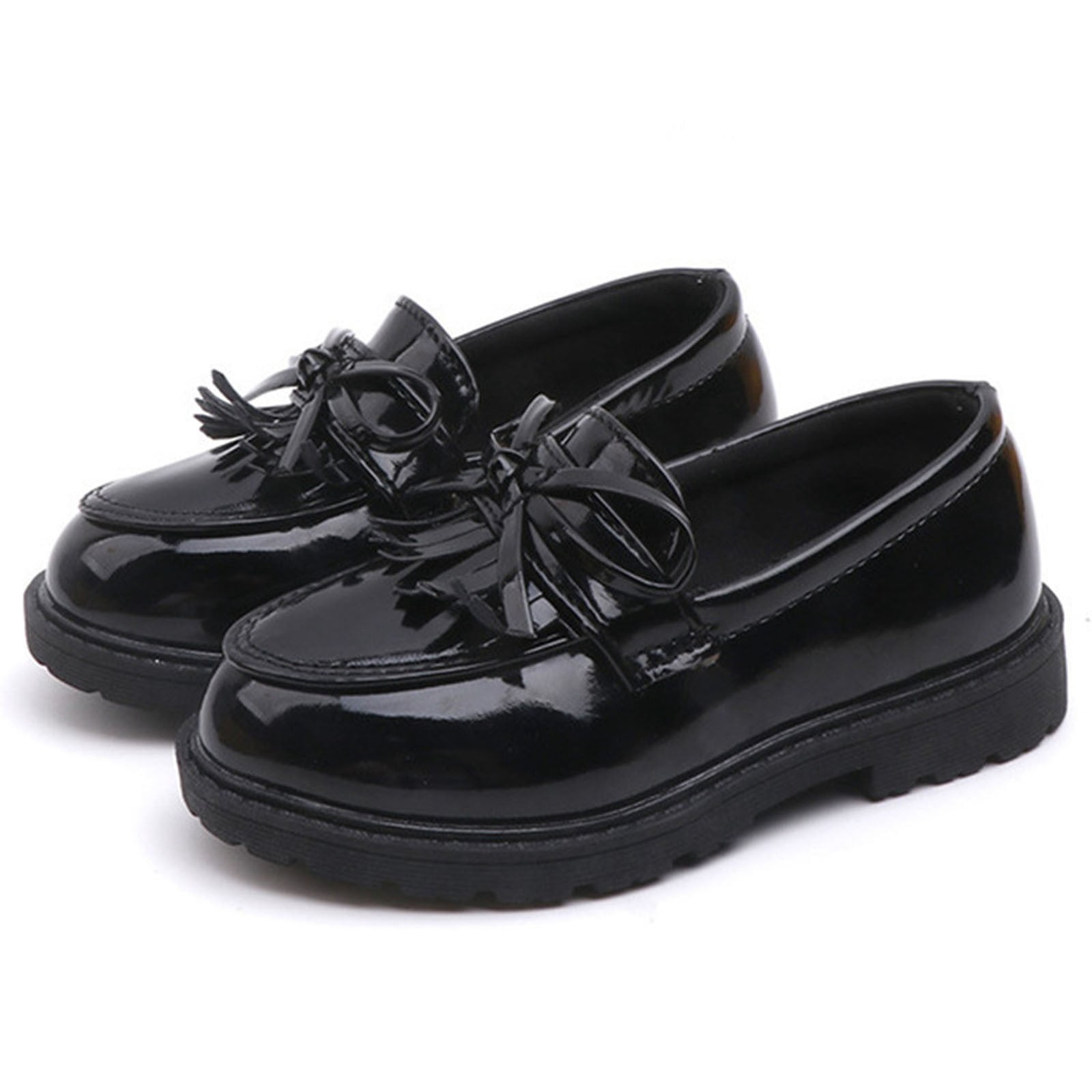 BFHHYA Girls' PU Leather Shoes School Uniform Dress Shoes Ankle-Strap ...