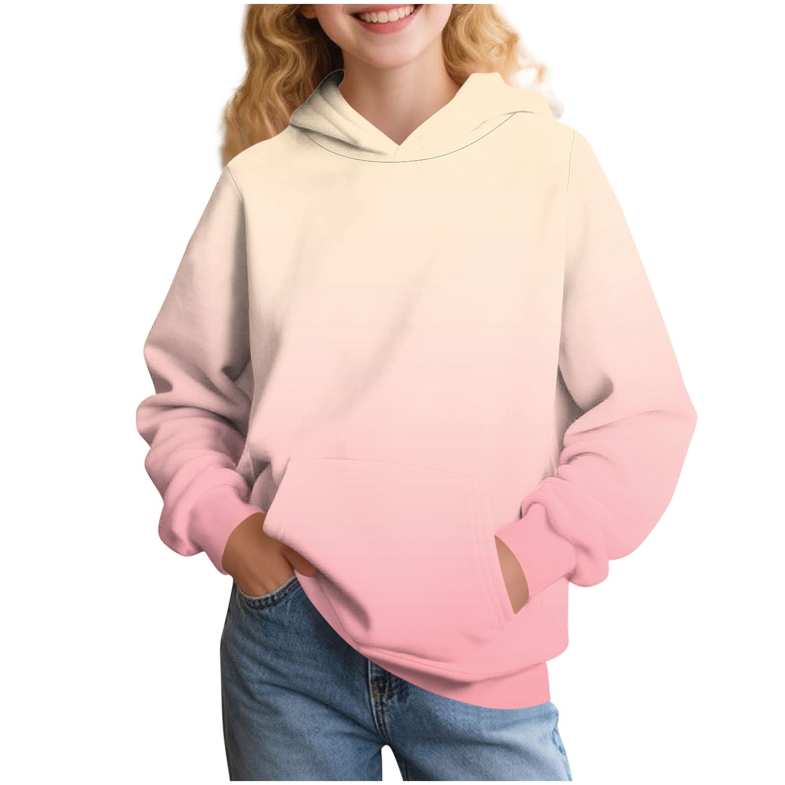 BFHHYA Kids Gradient Color Hoodie Boys Girls Cat Ear Hooded Long Sleeve ...