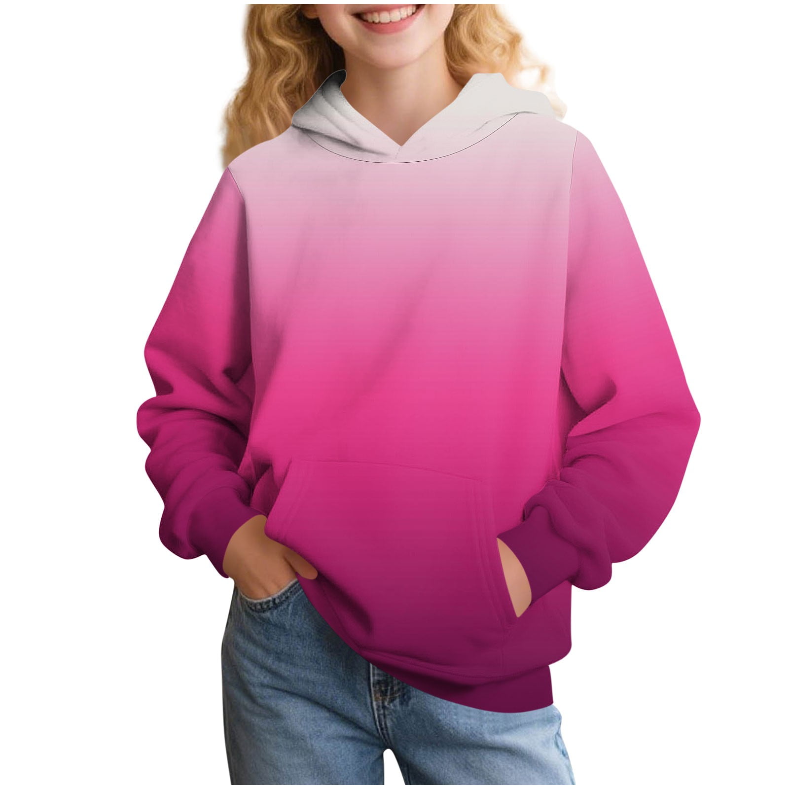 BFHHYA Kids Gradient Color Hoodie Boys Girls Cat Ear Hooded Long Sleeve ...