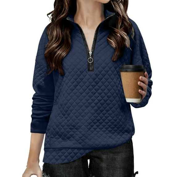 BFHHYA Kids' Waffle Knit Sweatshirt Half-Zip Mock Neck Pullover Casual ...