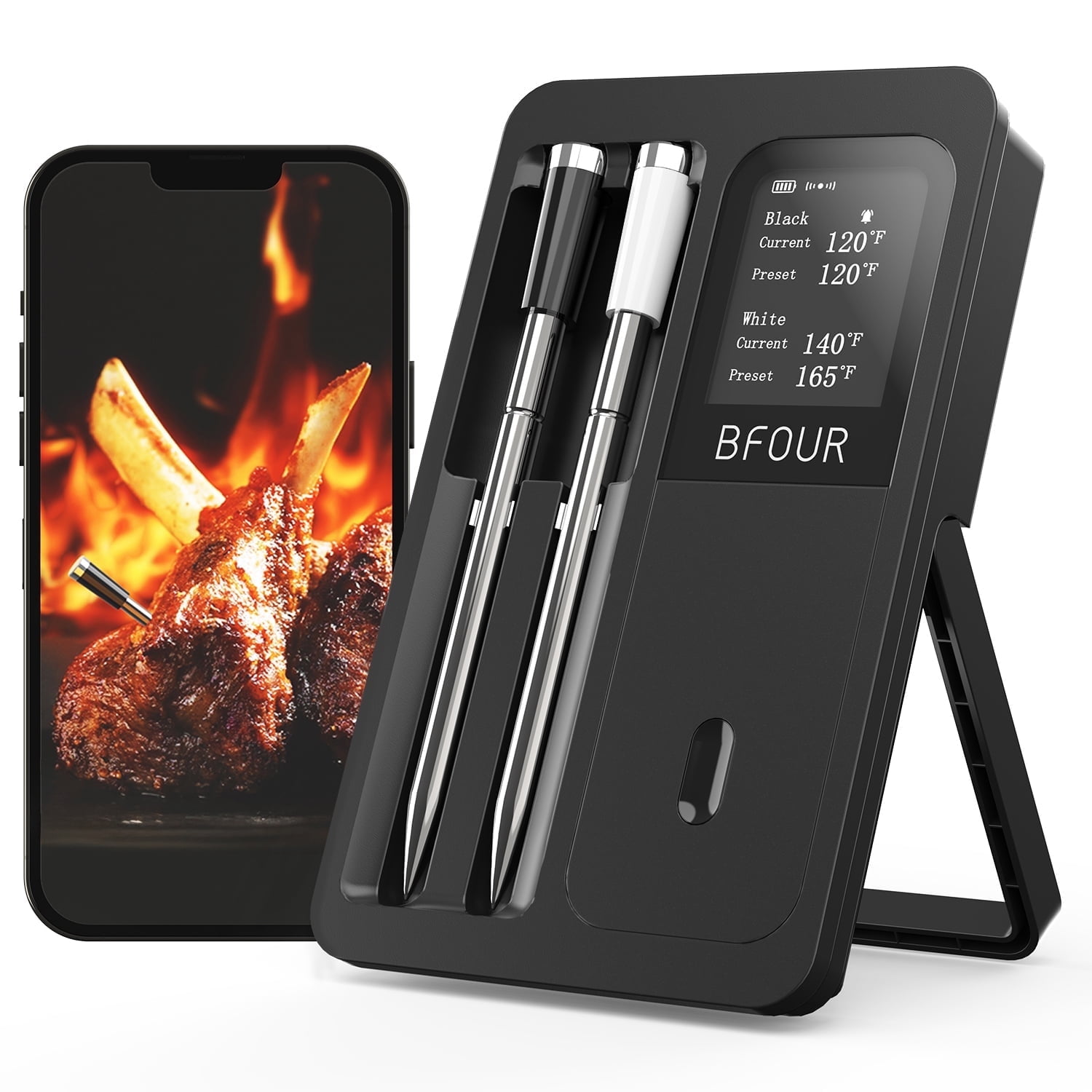Wireless Meat Thermometer with 2 Probes, Bluetooth Smart Grill ...