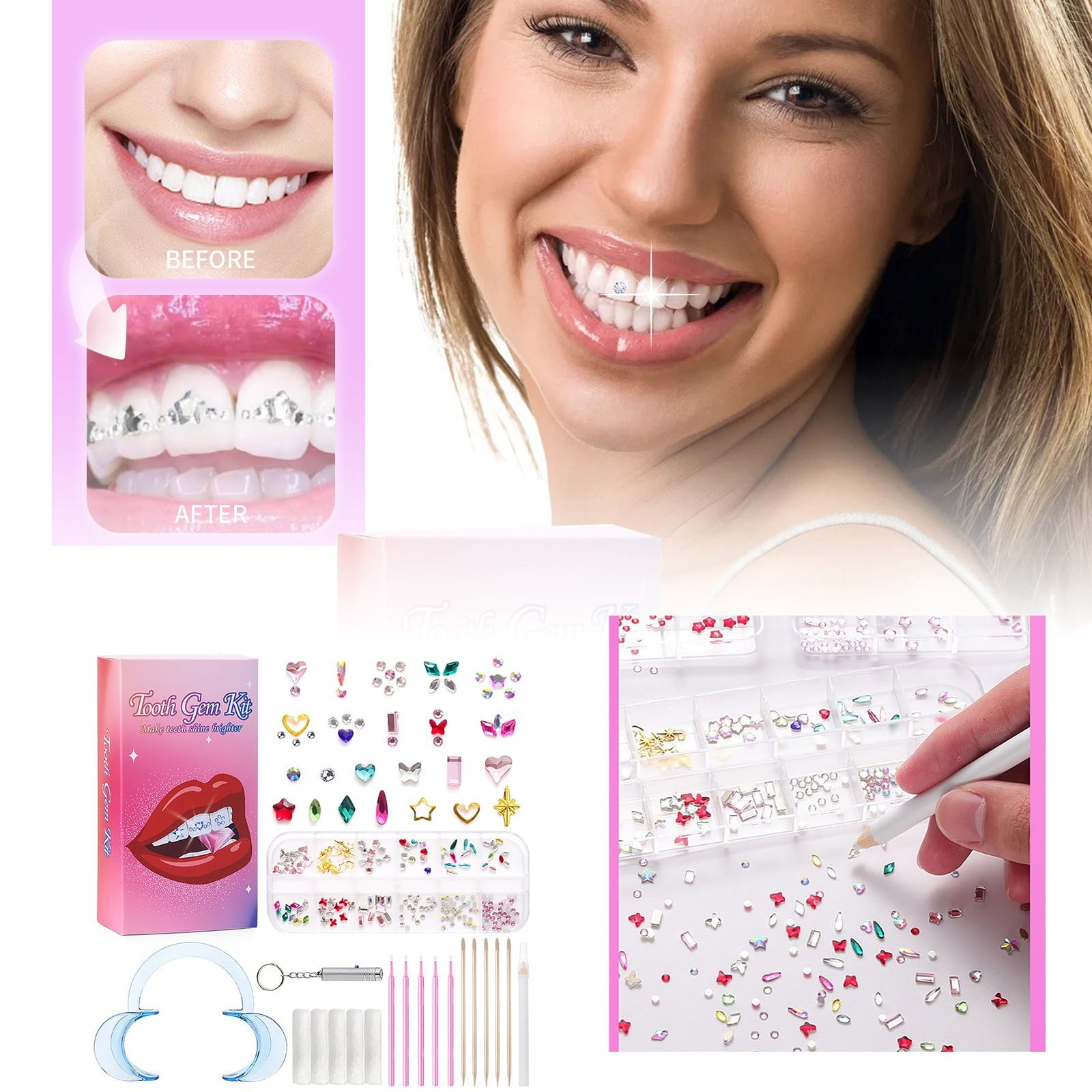 BFSAUHA Colored Drill Tooth Decoration Inlay Drill Tool Diy Set Tooth ...