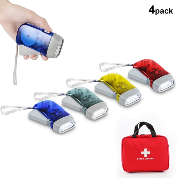 BFVV 4 Pack Hand Crank Emergency Flashlight - No Battery Needed, Bright ...