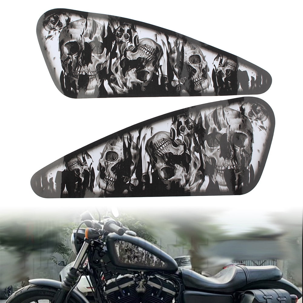 BFY 2x Skull Decals Fuel Gas Tank Stickers Pair for Harley XL883 1200 ...