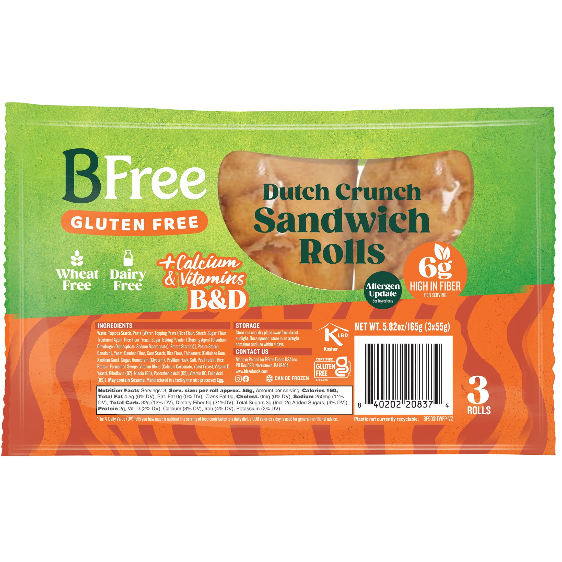 BFree Foods, Gluten Free, Sandwich Rolls, 3 Pack, 5.8oz - Walmart.com