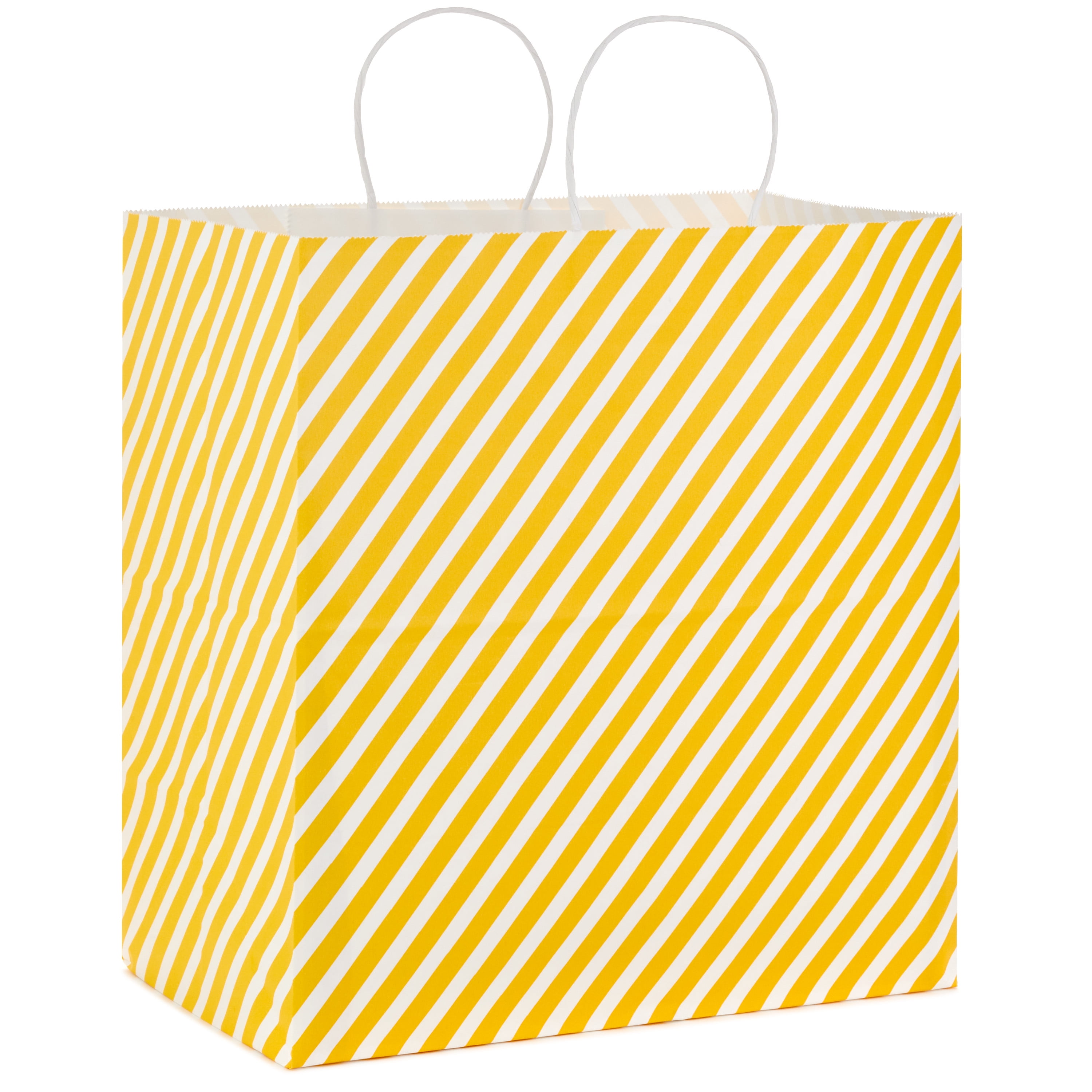 Hallmark Extra-Deep Gift Bag (Yellow and White Diagonal Stripes ...