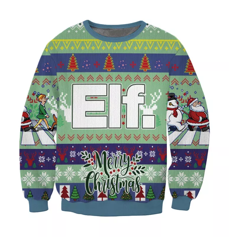 BG Elf Big Word Snowman Santa Ugly Christmas Sweater XS-5XL, Elf ...