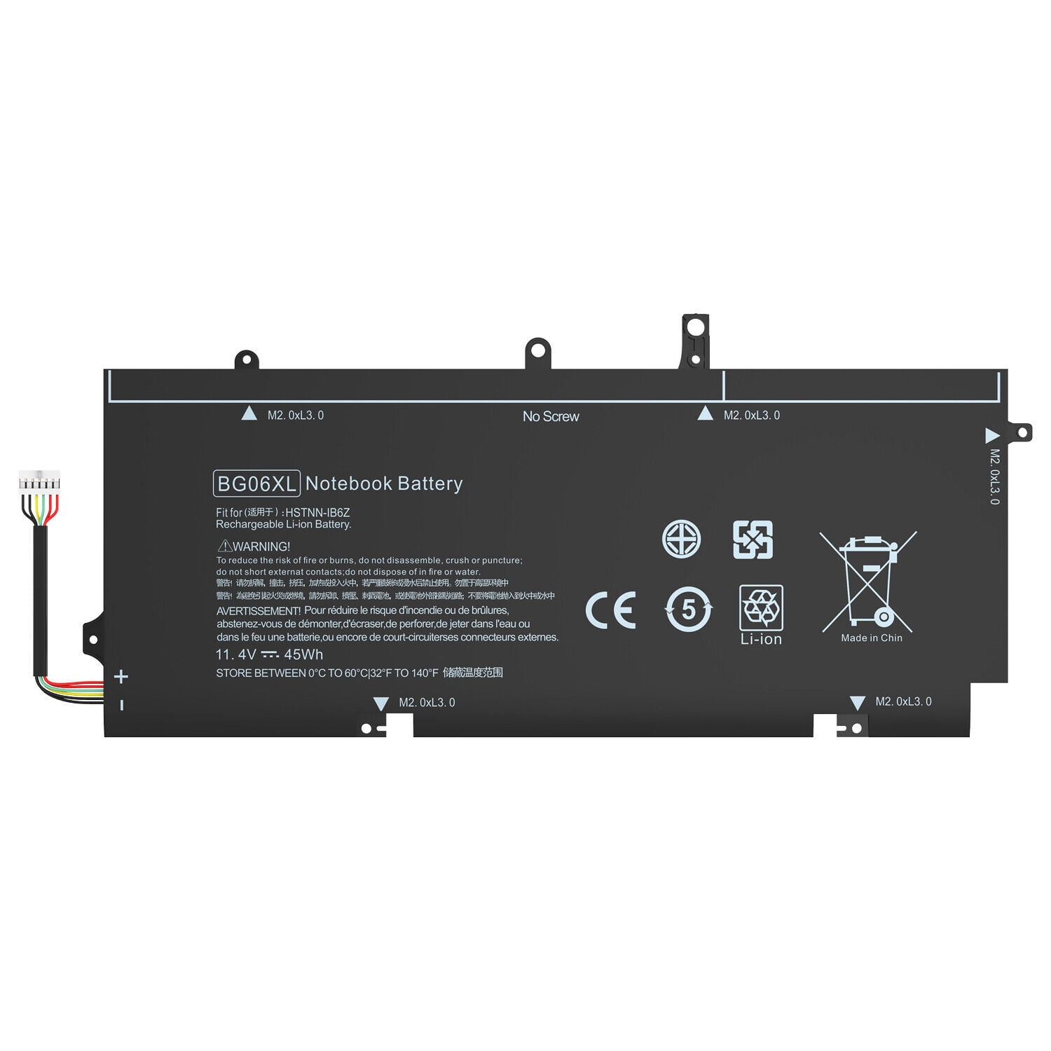 HP EliteBook Folio 1040 G3 Series LiPo Battery, 45Wh, 11.4V, BG06XL ...