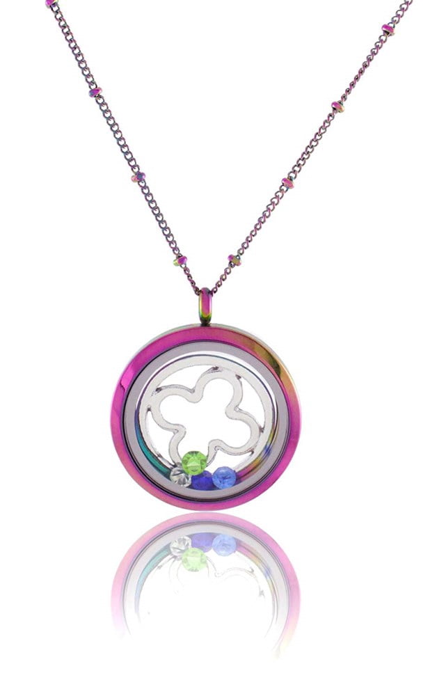 BG247 Stainless Steel Floating Adjustable Locket Necklace Rainbow ...