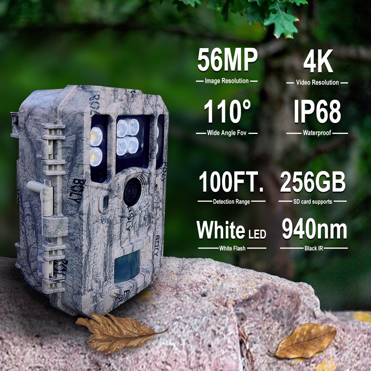 BG662-D Boly 56MP DUAL FLASH 4K Trail Camera Color or Black & White ...