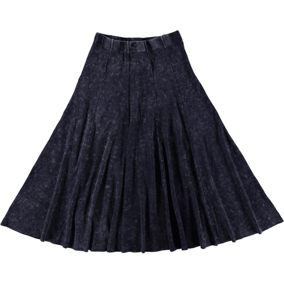 BGDK Women's/Teens Thin Ribbed Stonewash Denim Look Panel Maxi Skirt ...