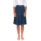 BGDK Womens/Teens Thin Ribbed Cotton Denim Look Panel Midi Skirt with ...