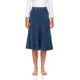 BGDK Womens/Teens Thin Ribbed Cotton Denim Look Panel Midi Skirt with ...