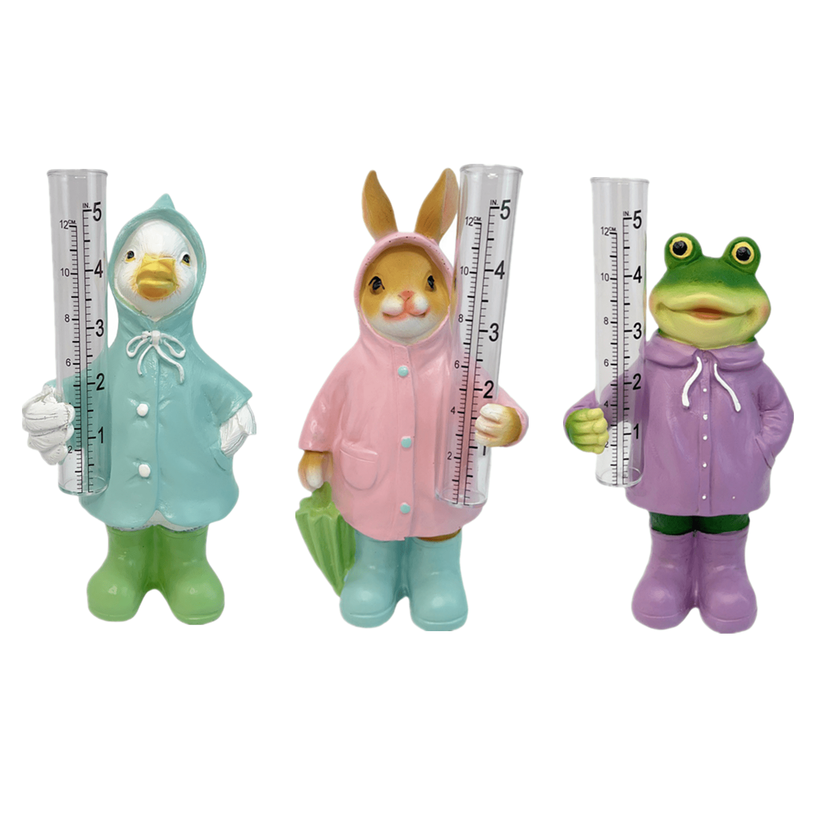 BGFIIPAJG Garden Rain Gauge Animal Statue Measurement Tube Rain Water Catcher Rain Measure ...