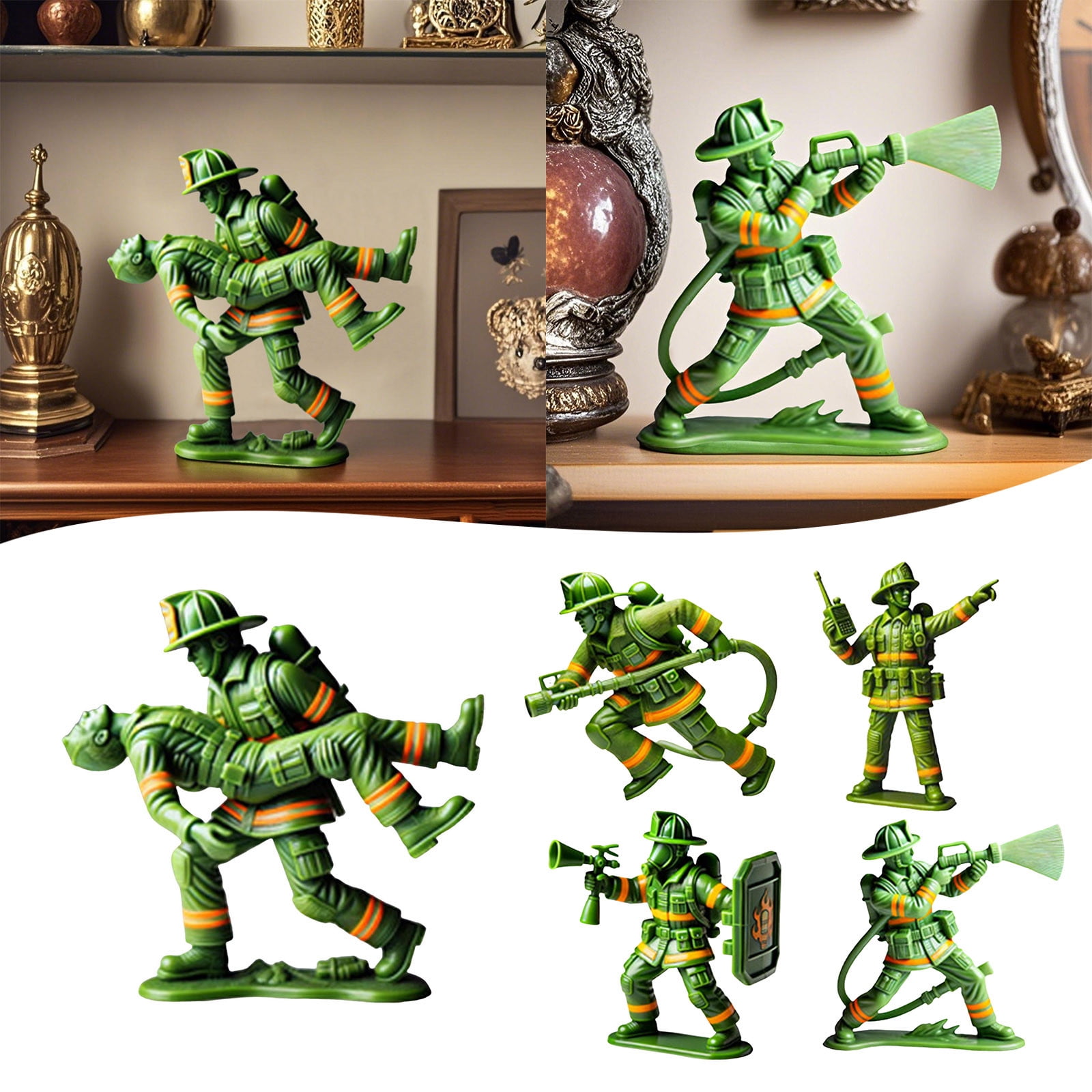 BGFIIPAJG Green Fireman Soldier, Firefighter Figurines, Funny Green ...