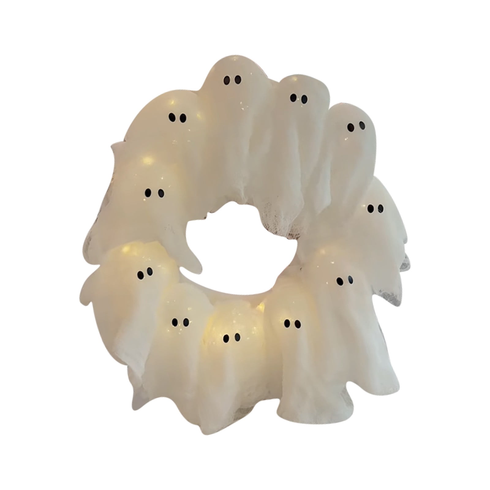BGFIIPAJG Lit Ghosts Wreath, Halloween Wreaths for Front Door, LED ...