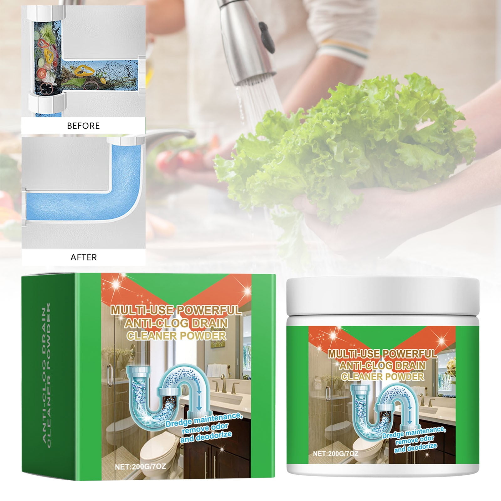 BGFIIPAJG Multi Purpose Cleaner Unclog Cleaning Powder To Clean Drains ...