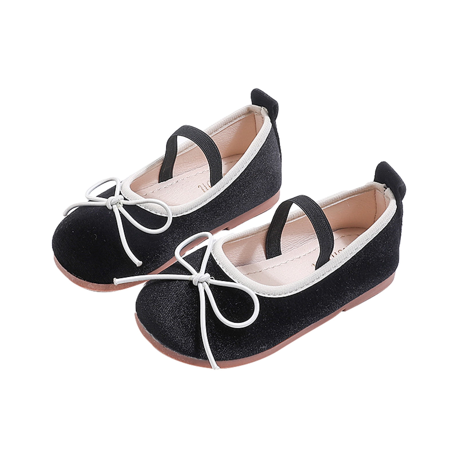 BGFIPAJG Girls' Elegant Velvet Bow Flats, Kids' Elastic Strap Princess ...