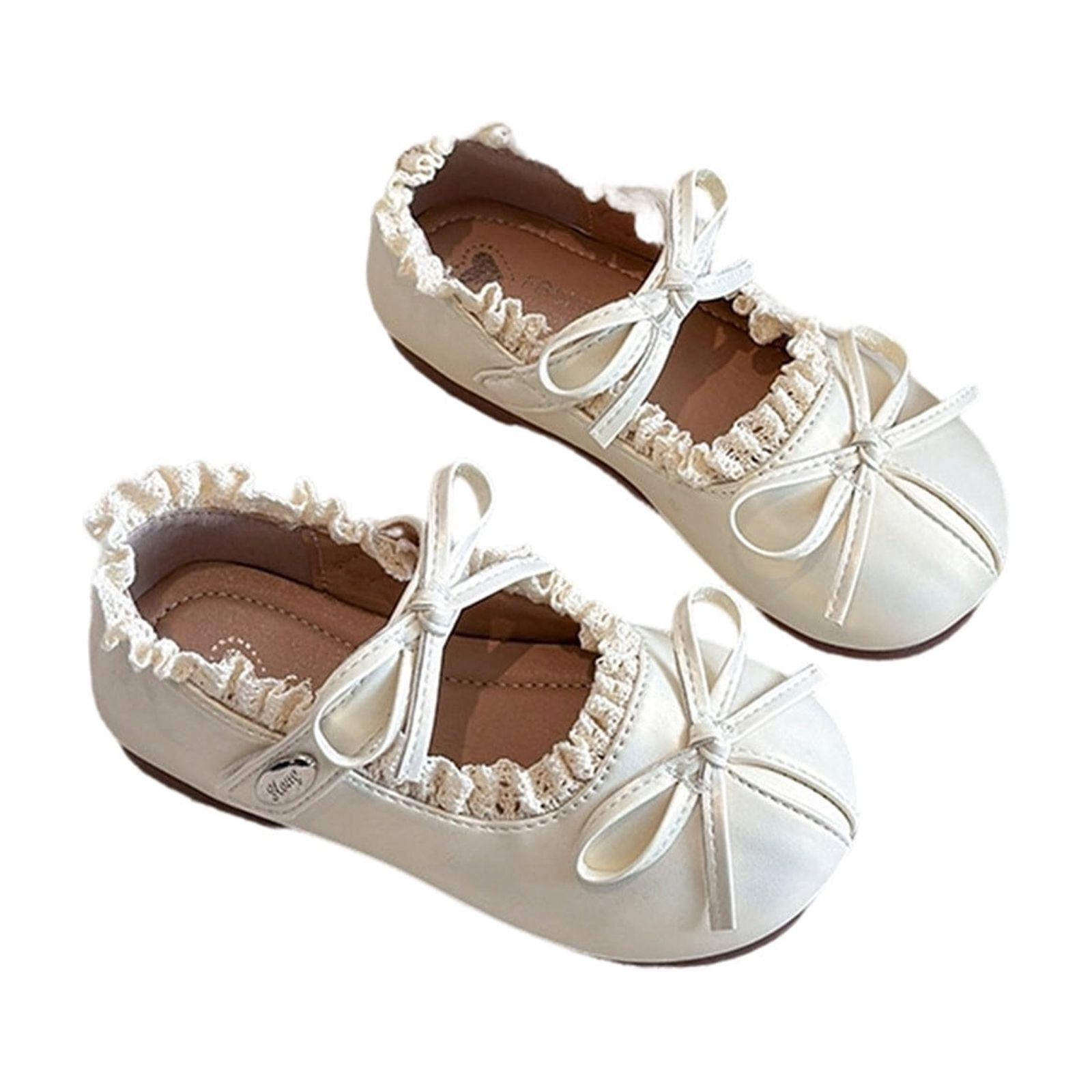 BGFIPAJG Girls' Lace Trim Flats, Kids' Bow Knot Princess Shoes ...