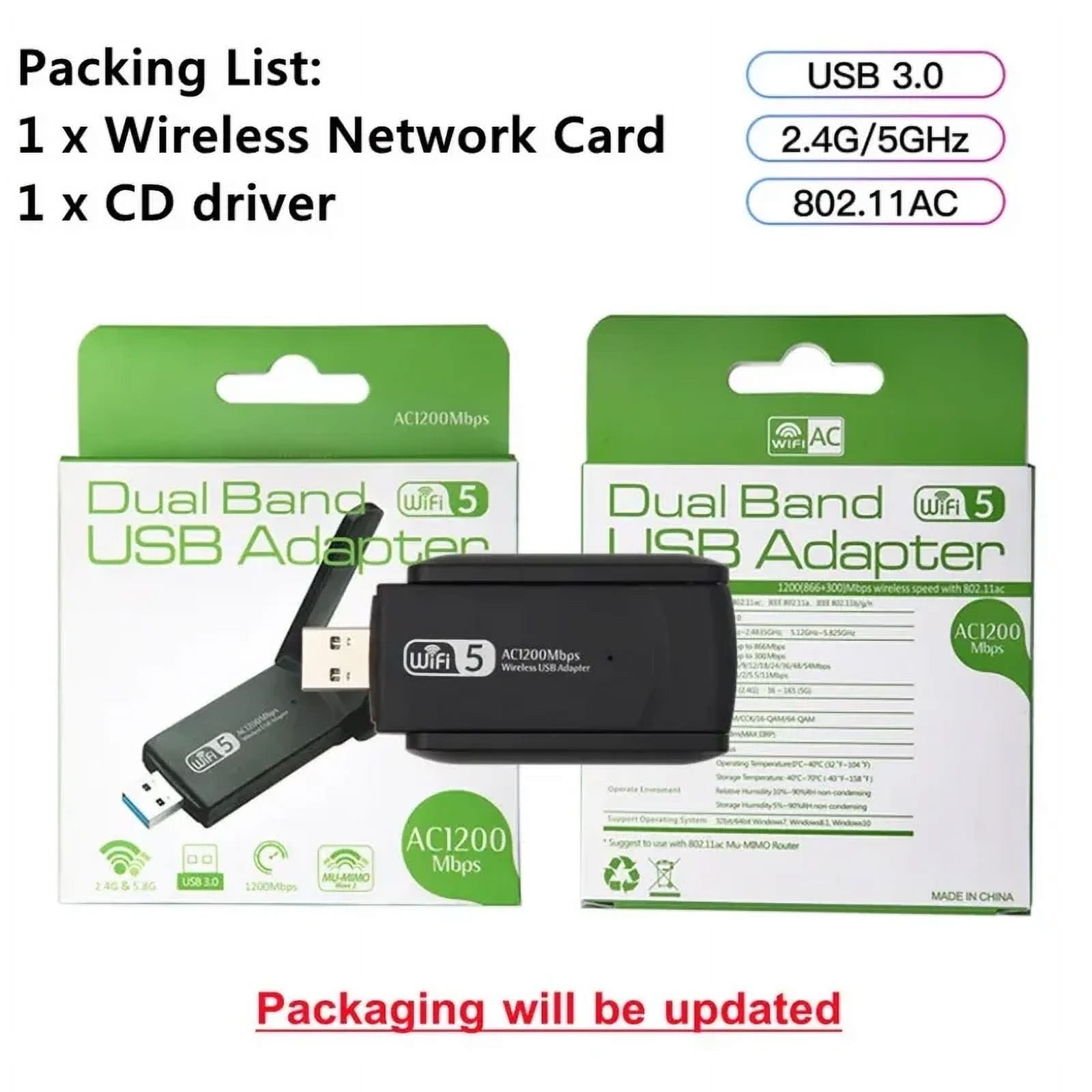 BGGQGG 2.4G 5G 1200Mbps Usb Wireless Network Card Dongle Antenna AP ...