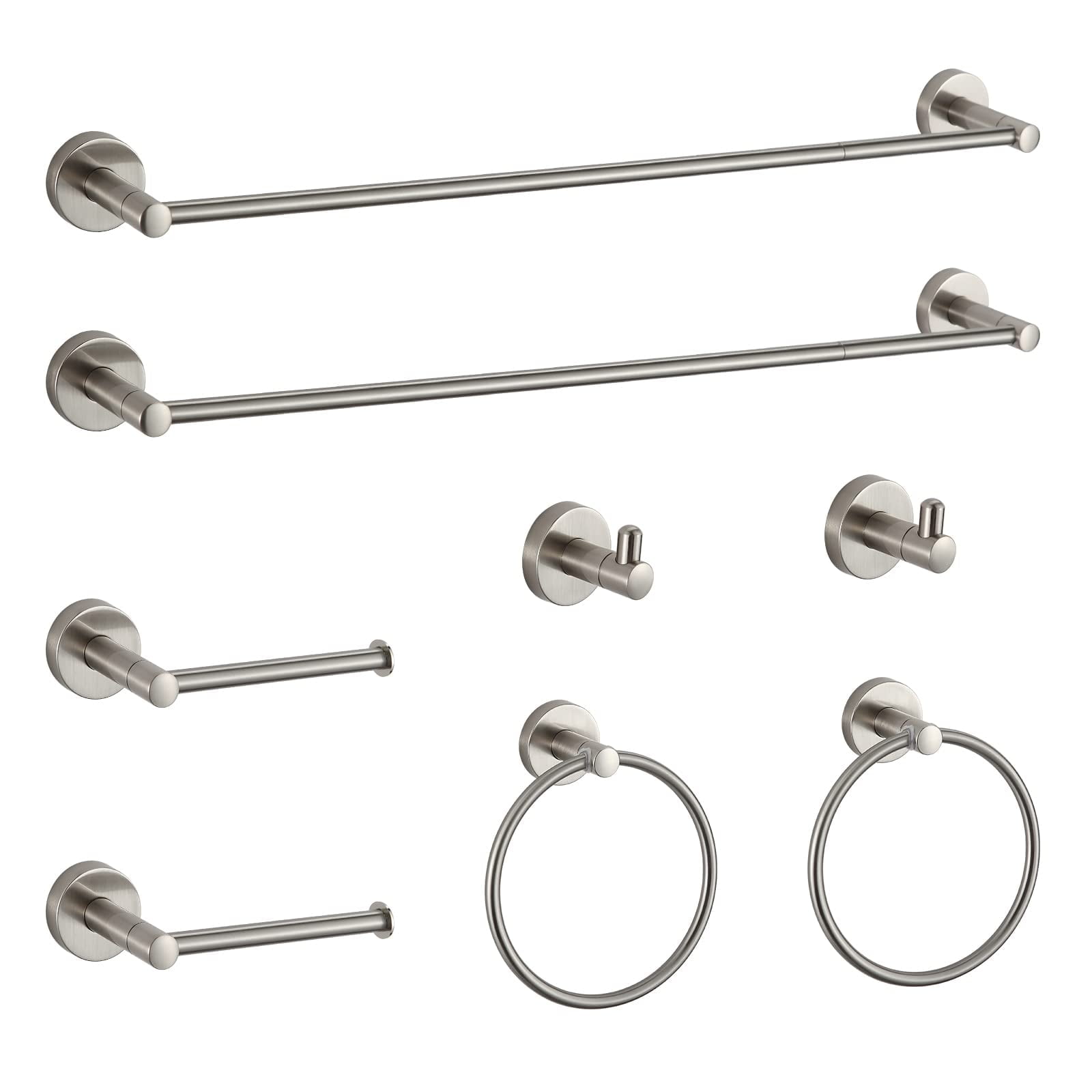 BGL, Bathroom Hardware Set, 8 Pieces, Brushed Nickel Wall Mount ...