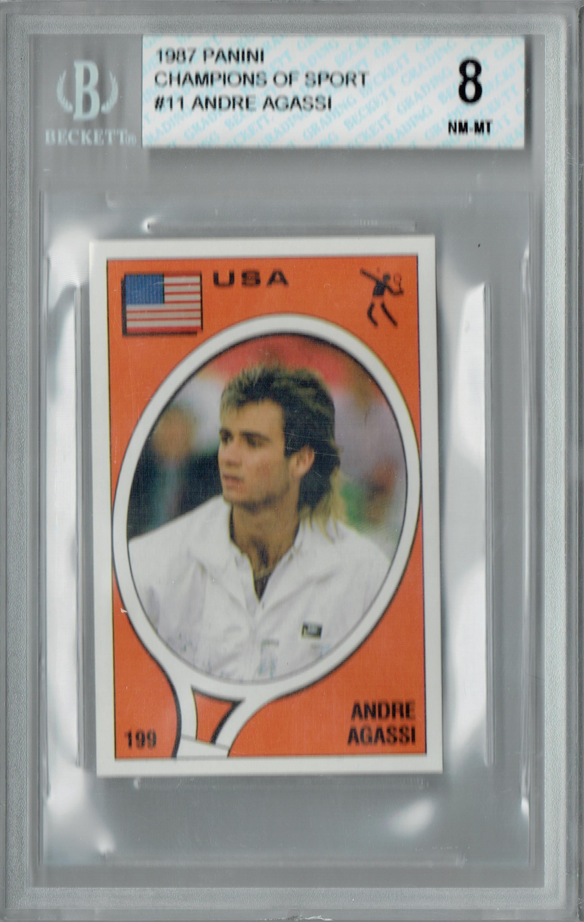 BGS 8 Andre Agassi 1987 Panini #11 Champions of Sport Rookie Card ...