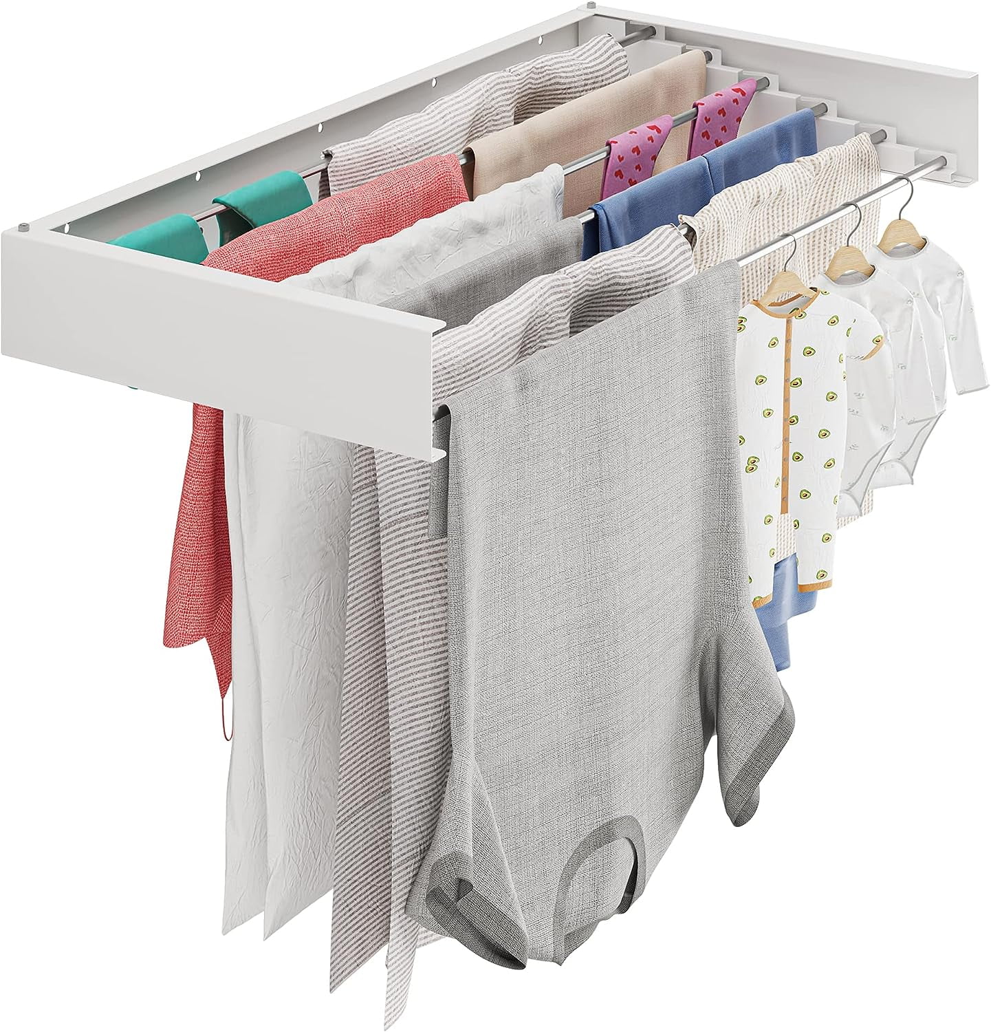 BGT 40'' Retractable Clothes Drying Rack Wall Mounted, Space Saver ...