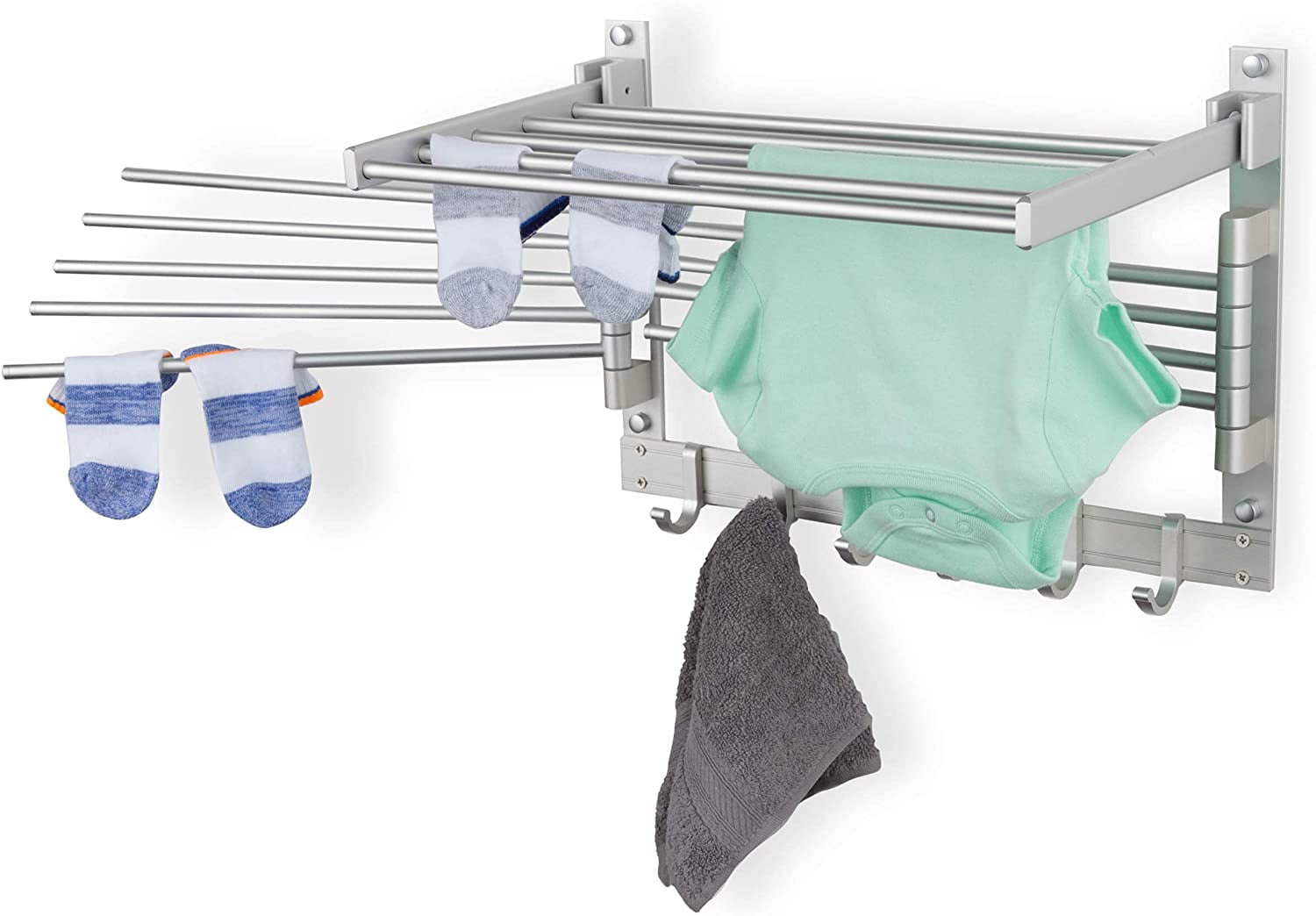 BGT Wash Clothes Drying Rack Wall Mount Laundry Room Organizer with ...