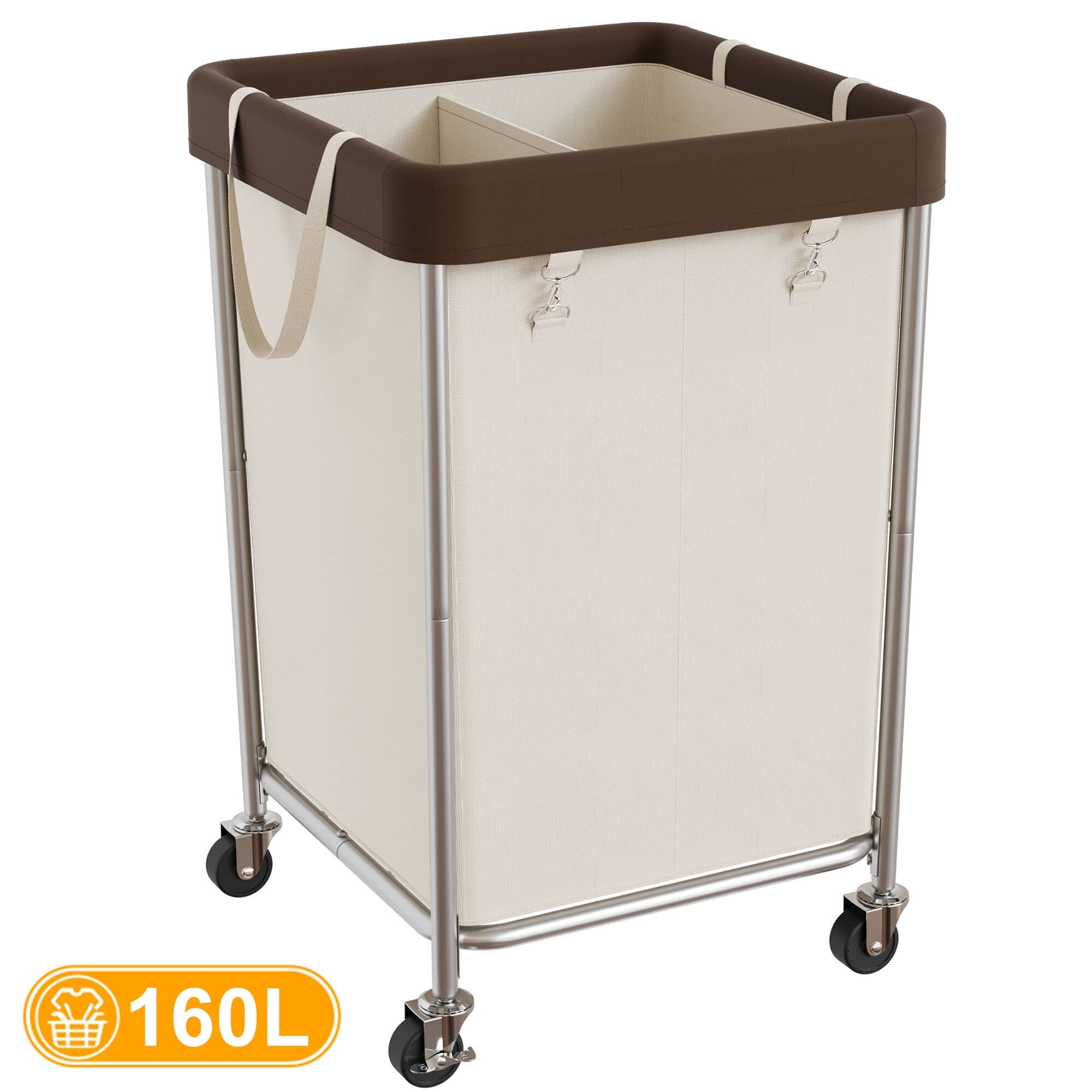 BGTREND 160L Large Laundry Basket with Wheels, Double Laundry Hamper ...